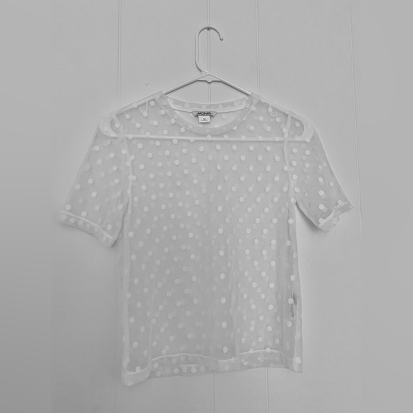 Monki | Tops | Monki Polka Dot White Mesh Top | Poshmark